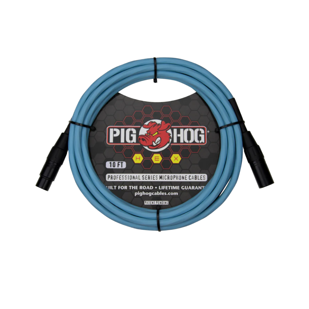 Pig Hog Hex Series Mic Cable 10ft - Daphne Blue – A&B Musical Instruments